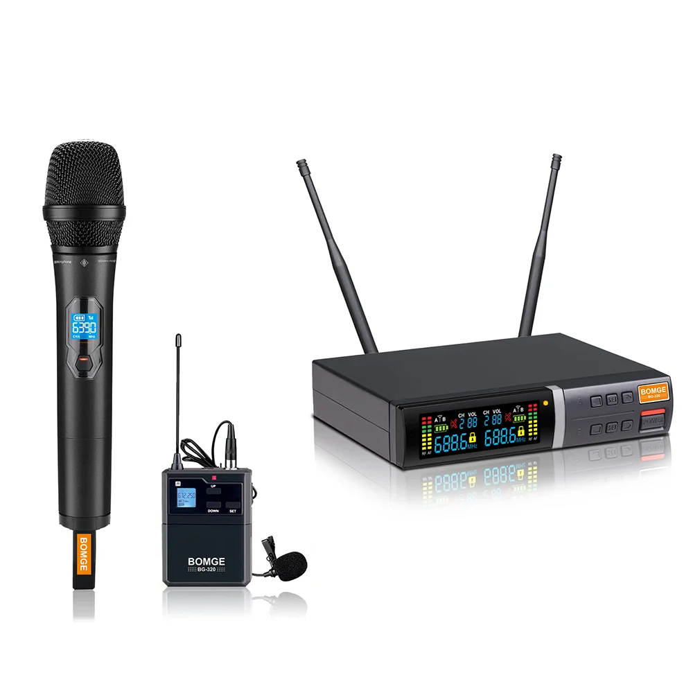Bmg Bg-320u Professional Audio Set Digital Uhf Dual Channel Wireless ...