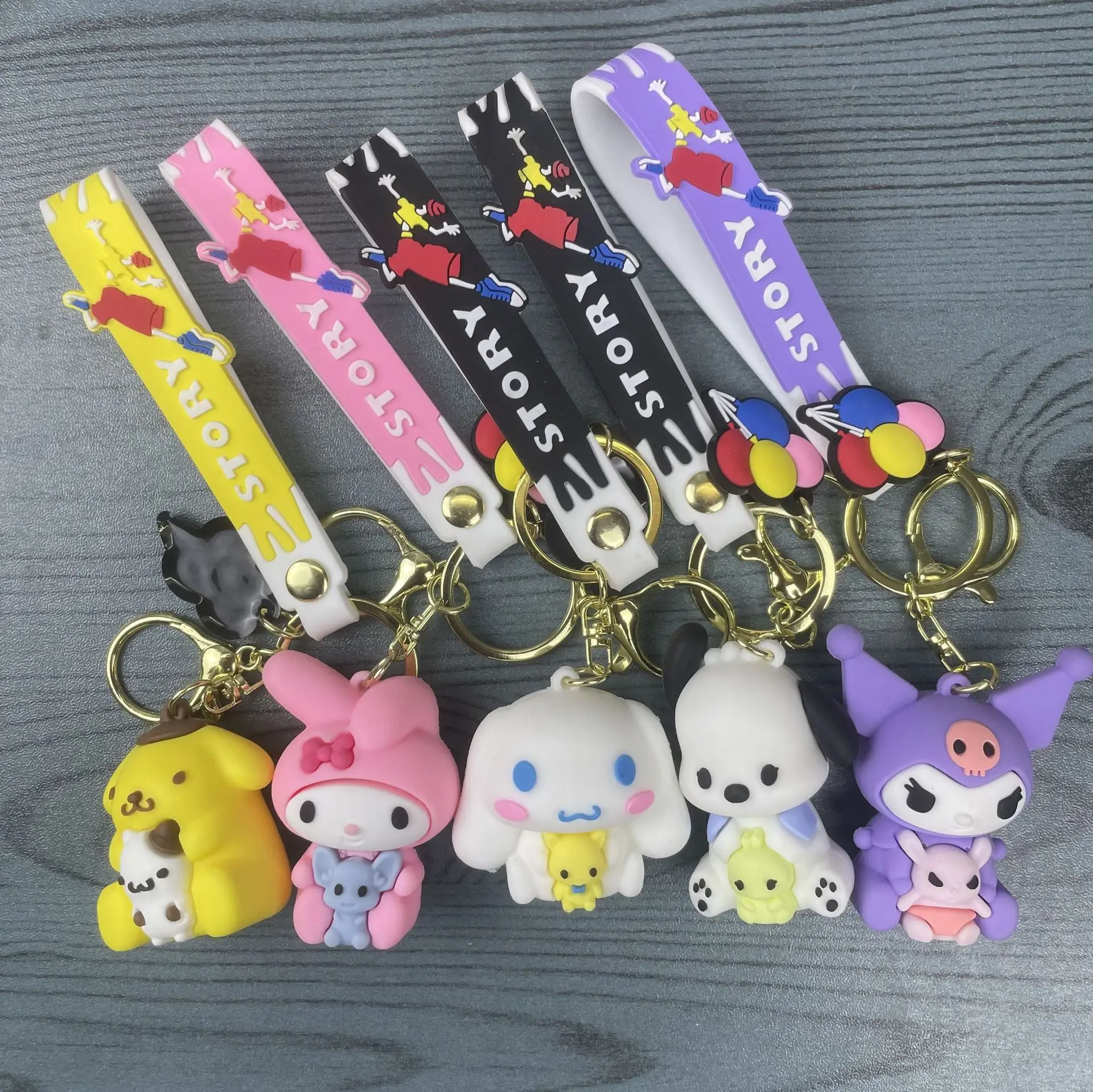 Cute Kawaii Kuromi Anime Soft Pvc Rubber Cartoon Sanrio Keychain Melody ...
