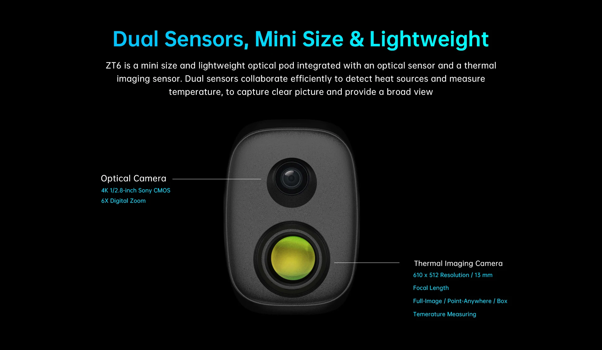 SIYI ZT6 Dual-Sensor 4K Yaw Axis 540-degree Rotation AI Enhanced Smart ...