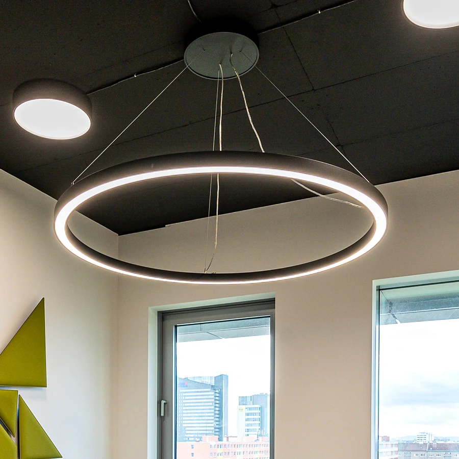 Suspended Curved Profile Linear Led Chandelier Modern Circle Pendant ...