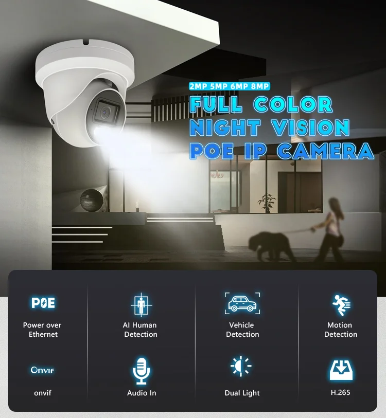 8MP 4K POE IP CCTV Camera - Waterproof & Motion Detection