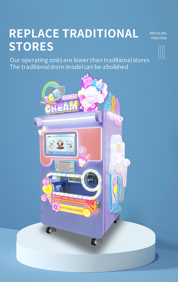 Red Rabbit Smart Robot Ice Cream Vending Machine Automatic Snowflake ...