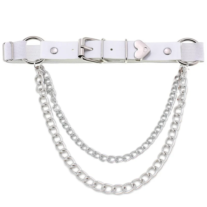 New Punk Rock Pu Leather Leg Chain Sexy Love Heart Double Layer Long ...