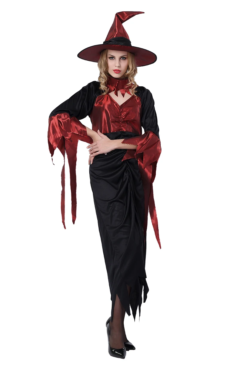 Halloween Witch Costume Adult Role Play Red Witch Dress Role Play ...
