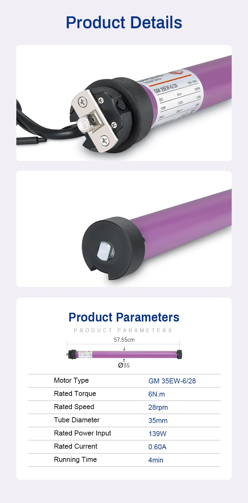 35mm Diameter Electric Smart Roller Motor Automatic Blinds Shade ...