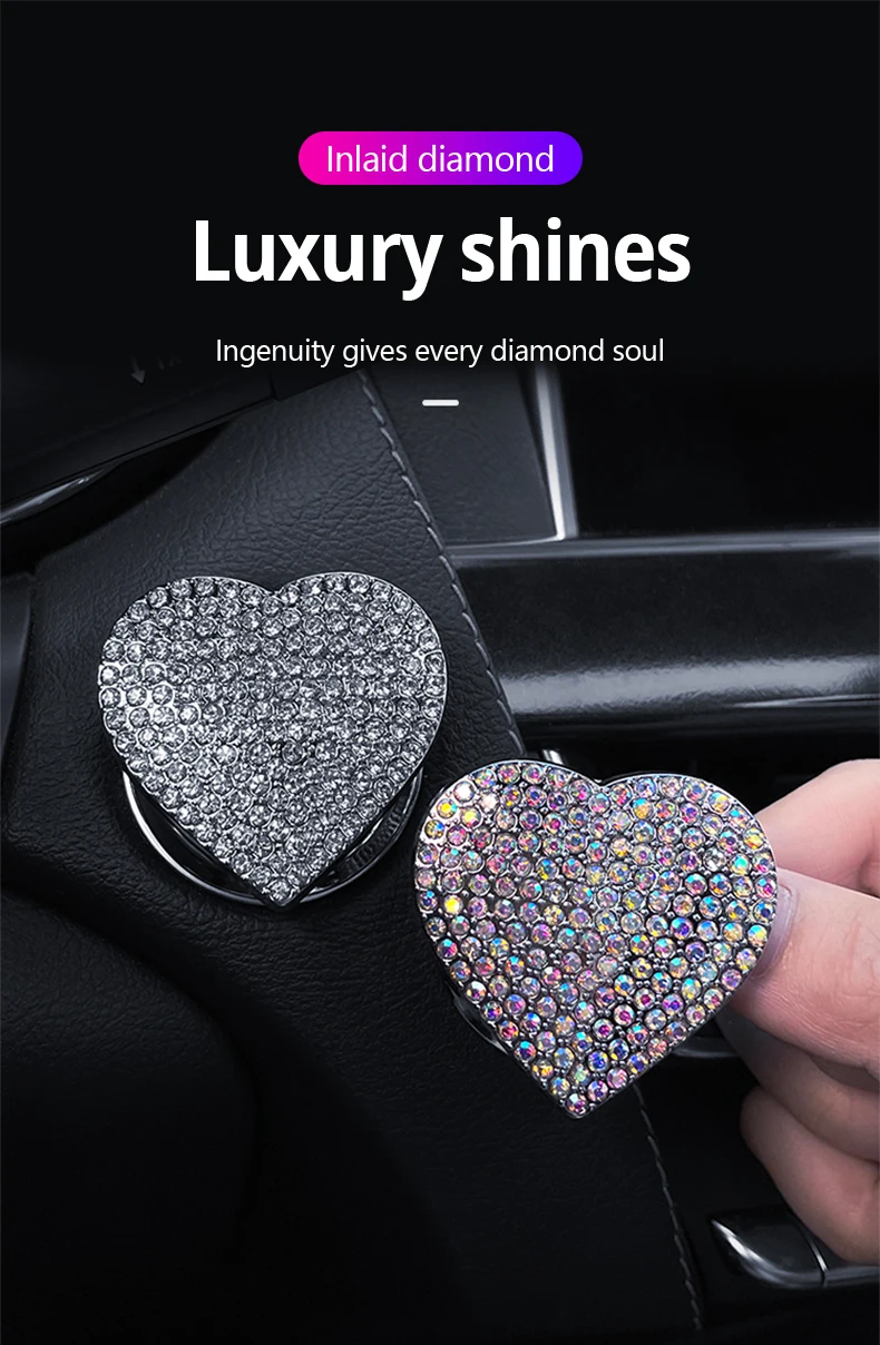 Car Diamond Interior Car Button Decoration Ring Crystal Push Start ...