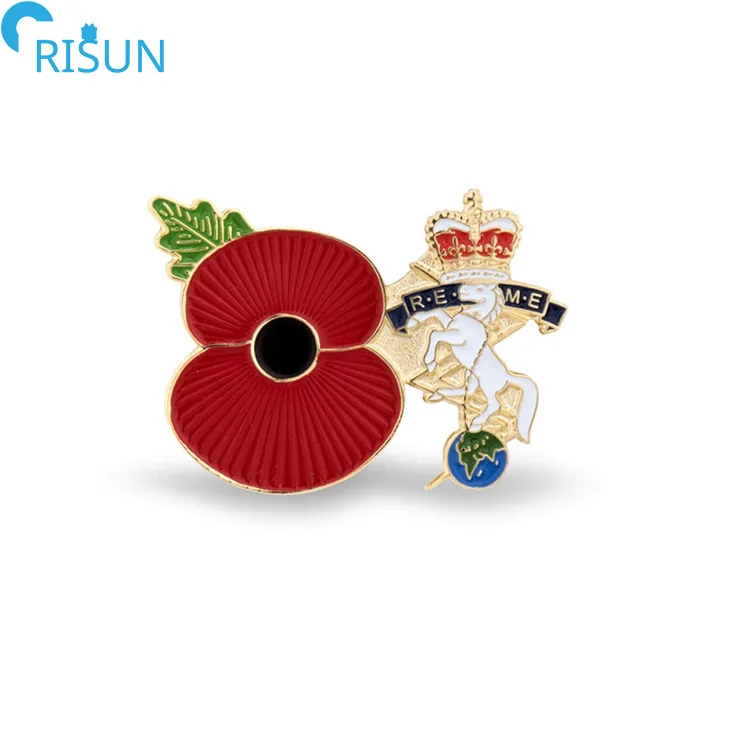 Customized Enamel Lest We Forget Remembrance Day Flag Poppy Lapel Pin ...