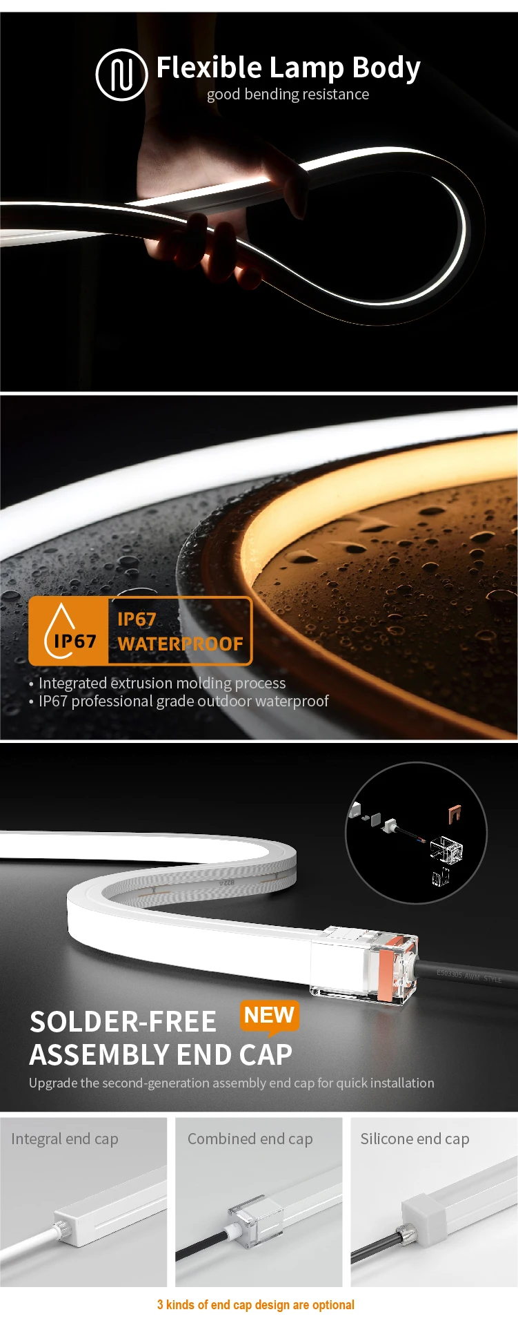 DC24V 16*15mm Top Bending Flexible Silicone RGB Neon LED Strip