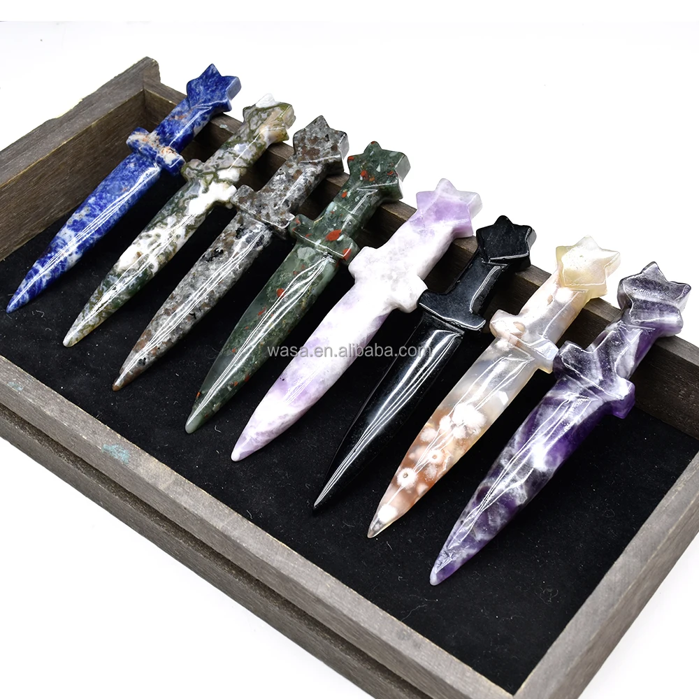 Wholesale Crystal Quartz Sword Carving Natural Healing Stones Gemstone ...
