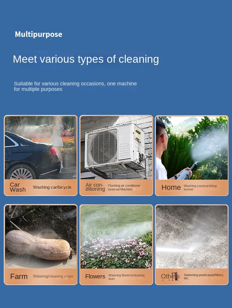 21v High Pressure Cordless Car Washer Wireless Spray Portable Water Gun ...