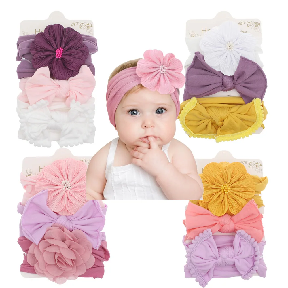 【初回限定】 3pcs Baby Girls Headband Ribbon Elastic Kids Headdress Hair Band ...