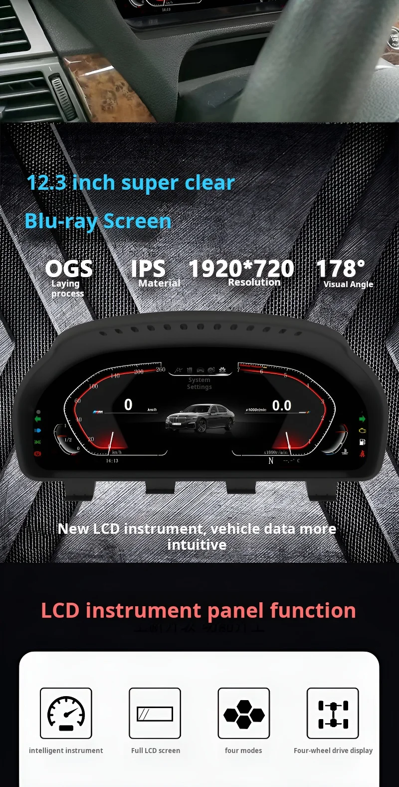 BMW 1234567 X1X2X3X4X5X6/GT All Series LCD Instrument with HUD Four ...