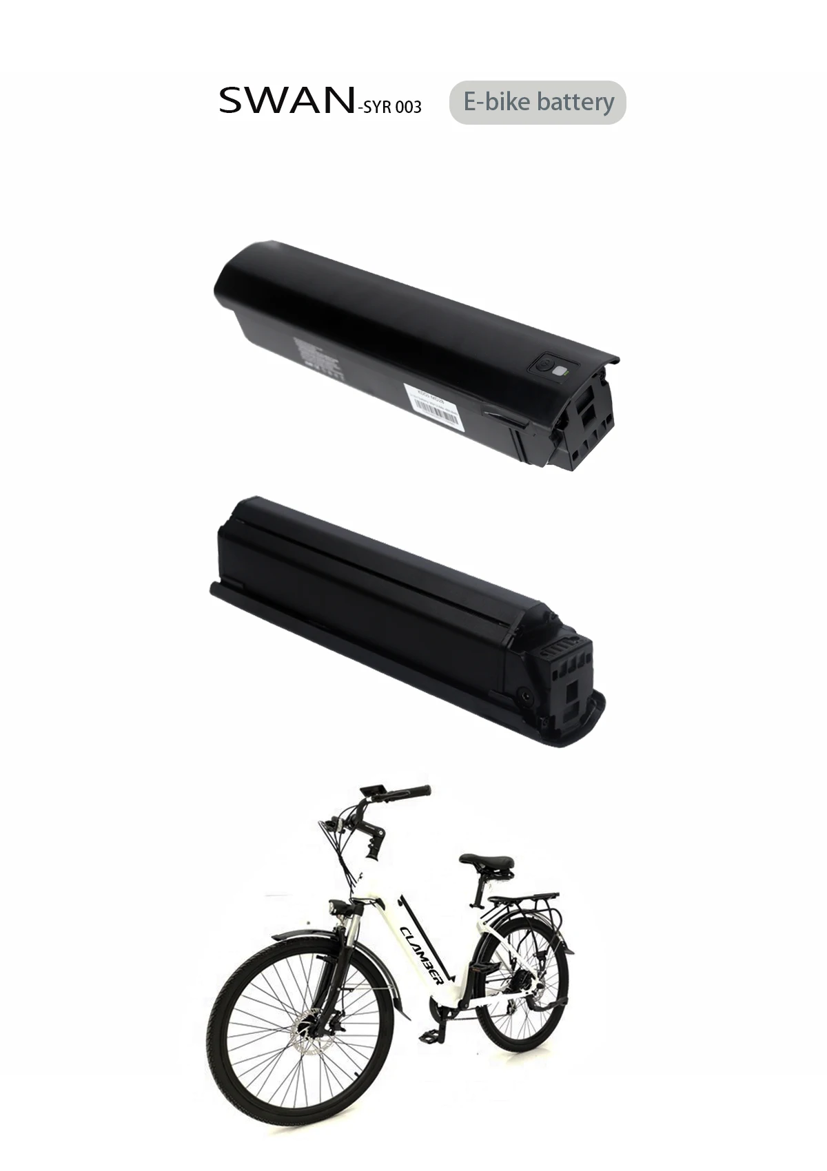 Swan Syr-003 Internal Electric Bicycle Lithium-ion Battery 36v10.4 Ah11 ...