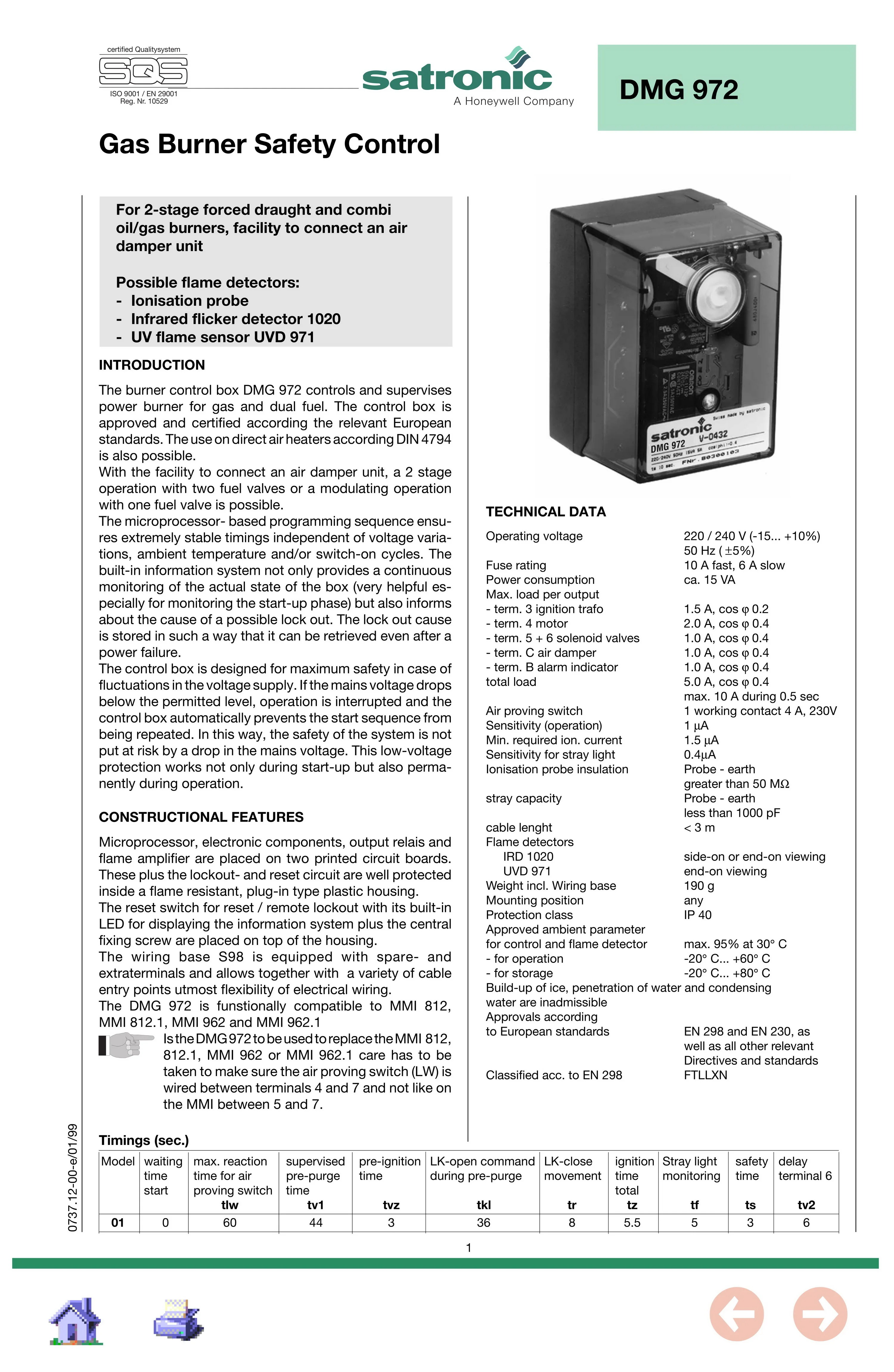 Resideo Gas Burner Safety Control Model 0452003U DMG972-N MOD.03 Boiler ...