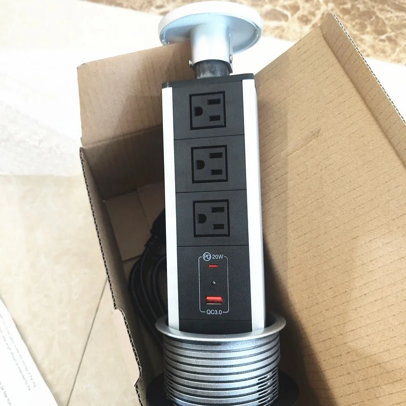 90mm Pd20w Fast Usb-c Us Power Outlet Retractable Kitchen Pop Up Outlet ...