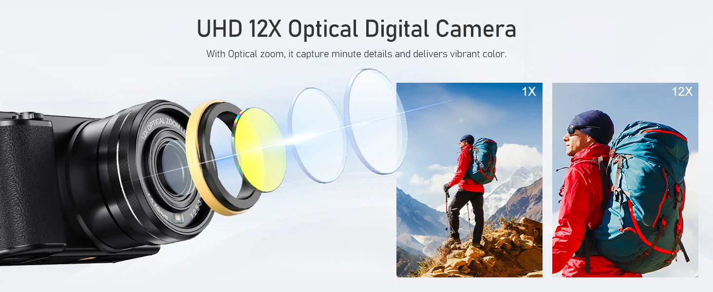 WiFi Cameras for Photography 12X Optical Zoom 4K Digital Cameras ...