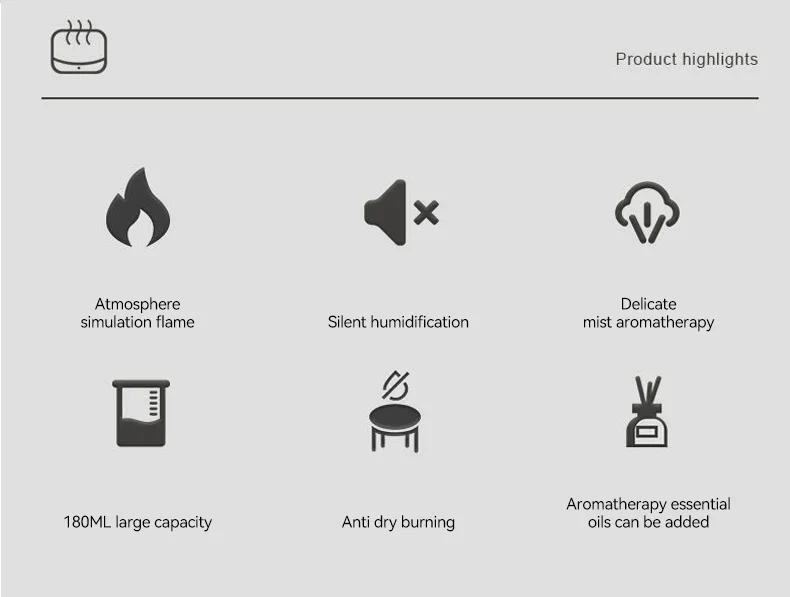 Factory Direct Sale Fire Flame Humidifier Aroma Diffuser Air Essential ...