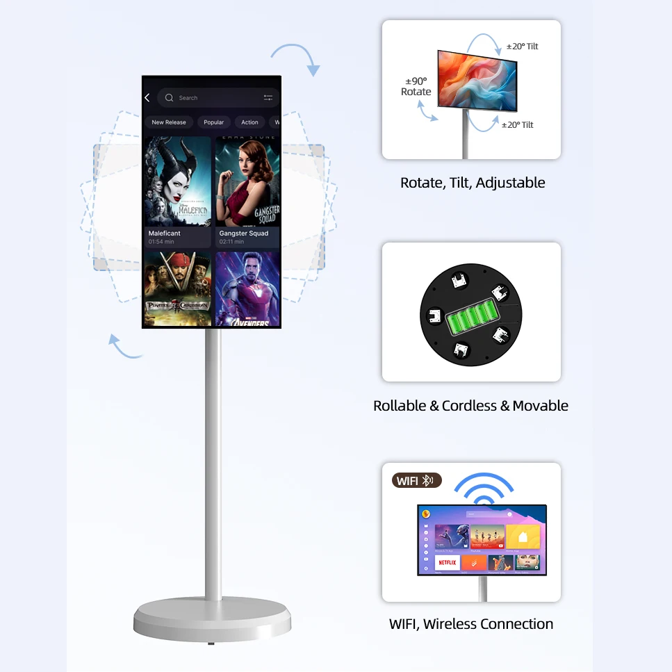 21.5 Inch Rollable Smart Screen - Portable TV with Android12