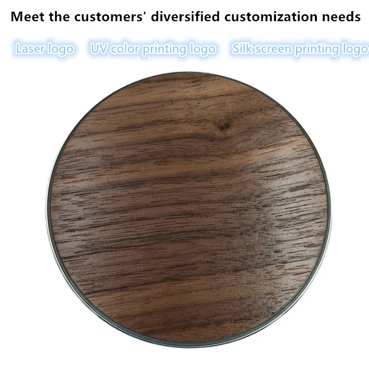 Personalised Phone Fast Charging Pad Ultra Slim Bamboo Real Wood Dock Metal Usb C 15w Qi Wooden ...