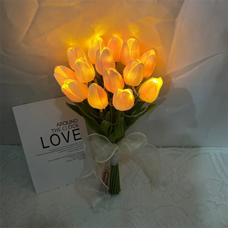 10/15pcs Luminous Led Tulip Bouquet With Light Photo Prop Gifts Wedding Home Decor Christmas ...