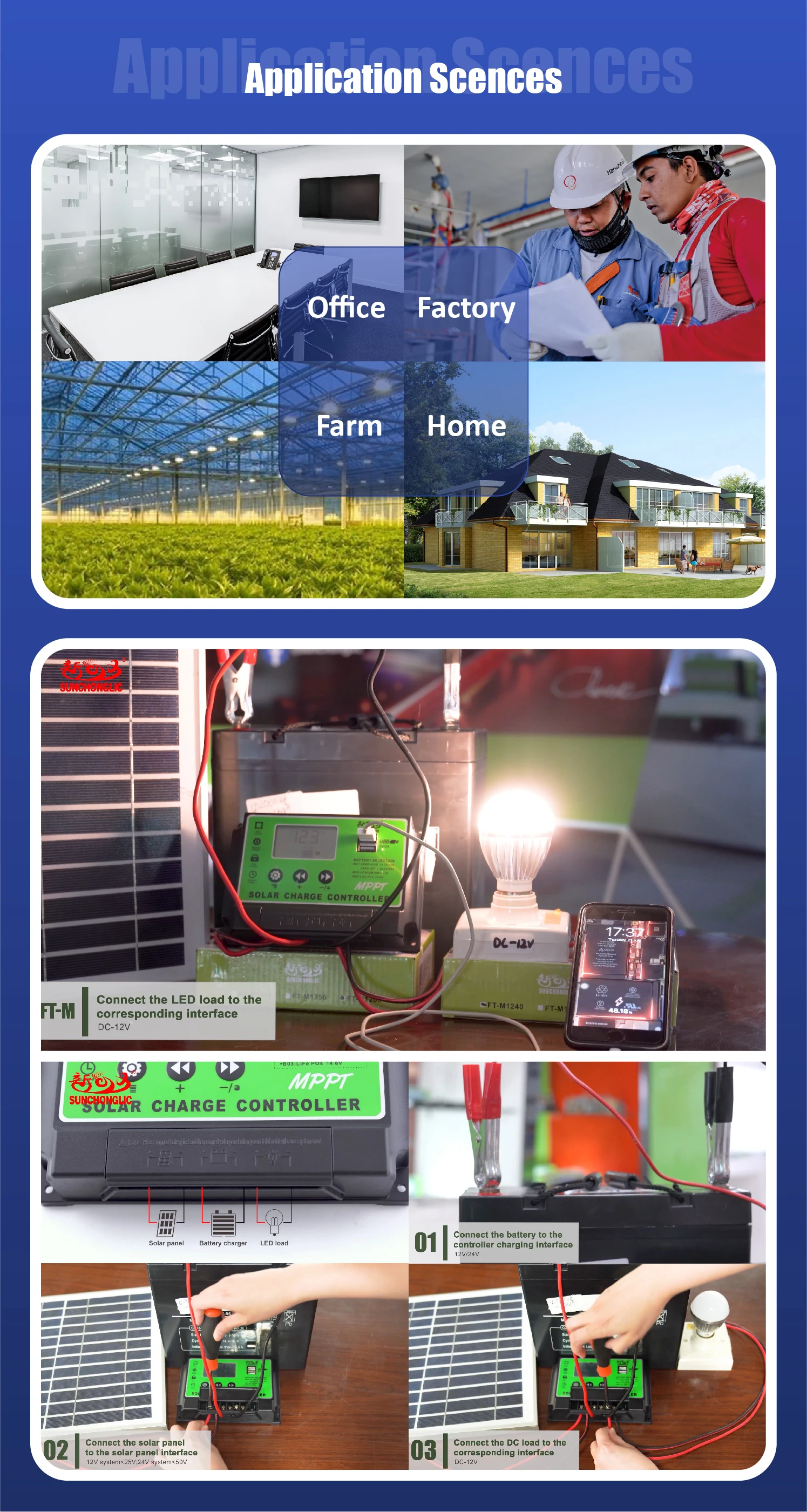 Sunchonglic Solar Regulator 12v 24v 60a Dual Usb Charger Controller ...