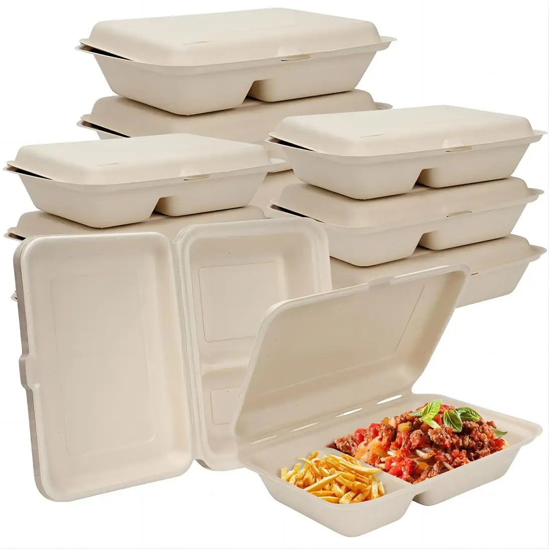 Biodegradable Paper Plate & Bowl Bento Container Rectangle Clamshell ...