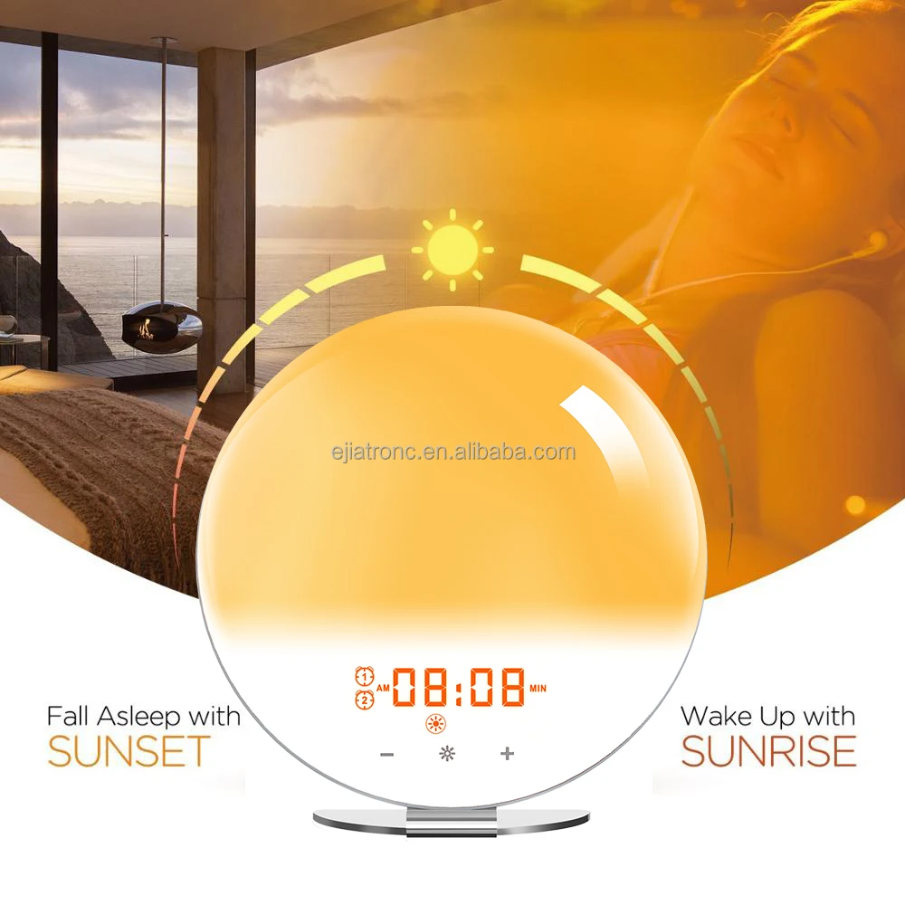 EK02 Hot Selling Smart WIFI Sunrise Simulation Alarm Clock Digital ...