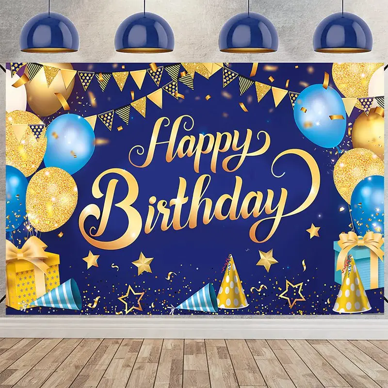 Happy Birthday Decorations Backdrop Glitter Birthday Backdrop Sign Happy Birthday Banner Party ...