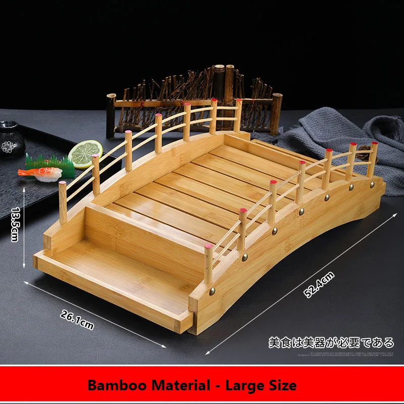 Japanese Restaurant Bamboo Arch Bridge Sushi Boat Plate Tray Large ...