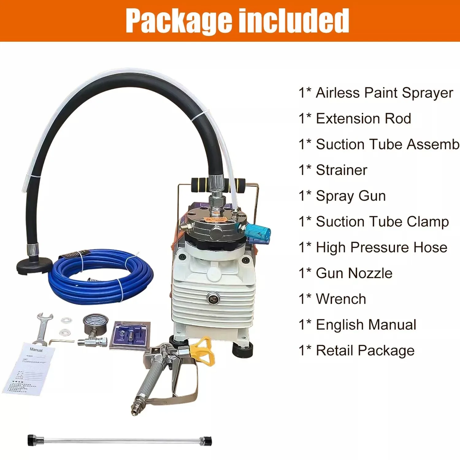8HP High Pressure Airless Paint Sprayer 6000W High Efficient Power 220V ...