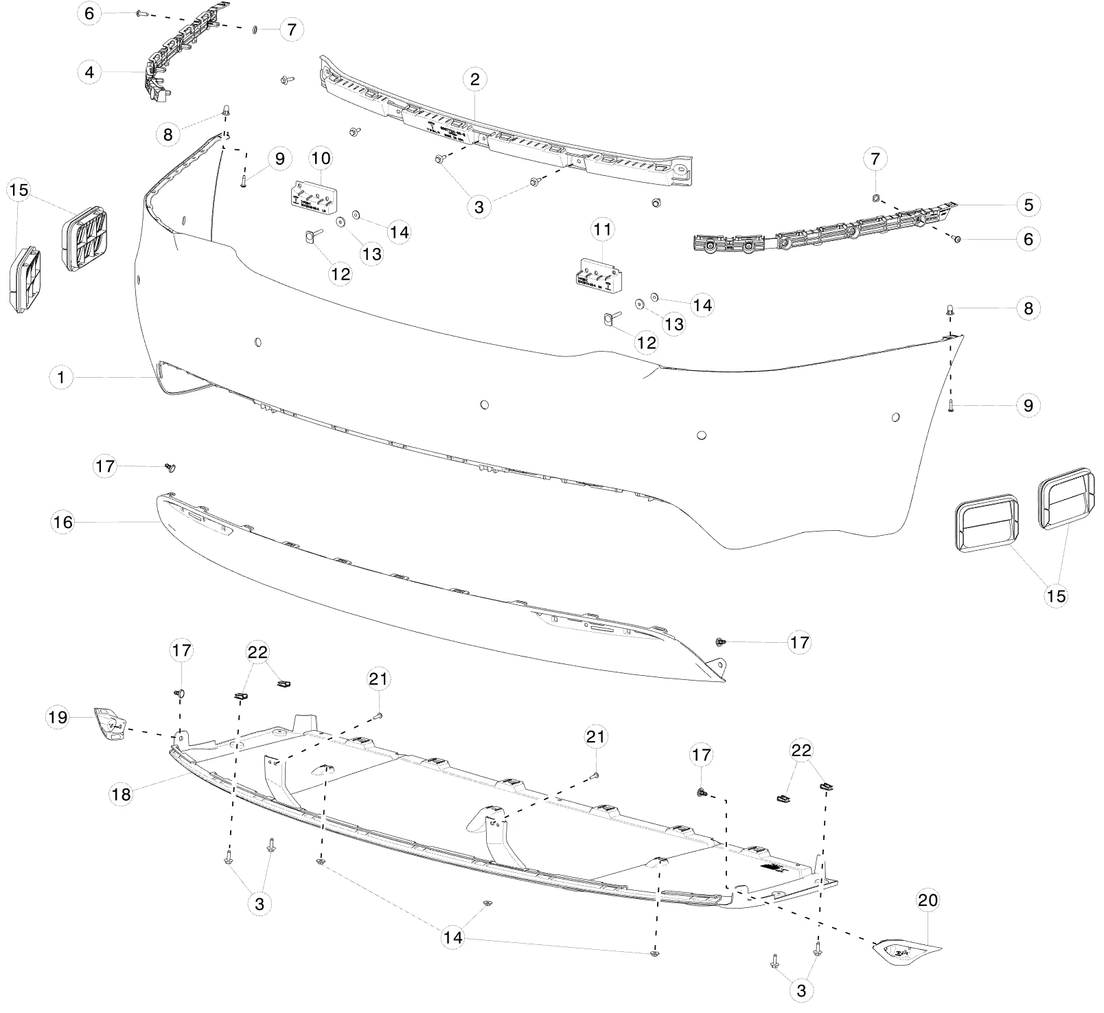BAINEL Rear Bumper under Tray Diffuser Shield Cover for TESLA MODEL S