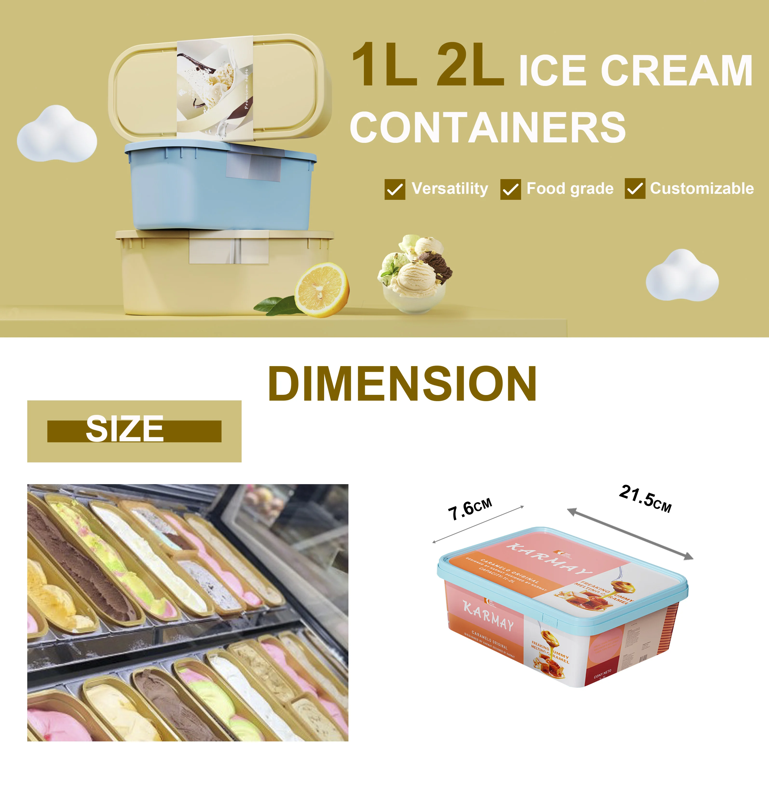 Custom Logo Iml Packaging Rectangular Cheese Cookie 1L~2L Frozen Blue ...