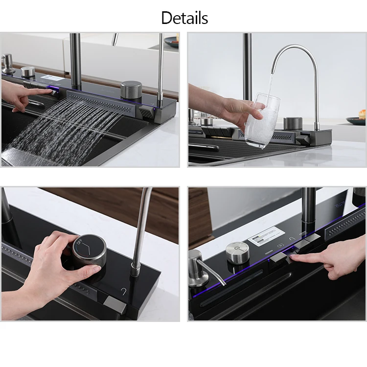 ZYIKM Multifunction Anti-Scratch LED Digital Display Sink