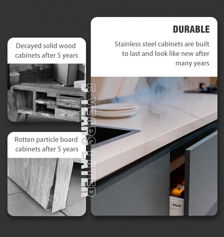 Hyxion Modern Smart Black Kitchen Cabinet Stainless Carcase PVC Door ...