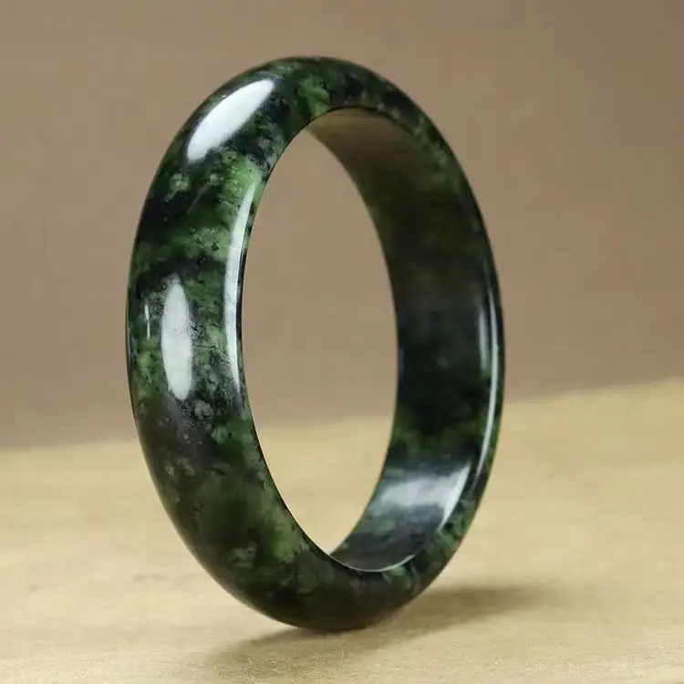 Wholesale Natural Gemstones Xiuyan Jade Bracelet Dark Green Light Green ...