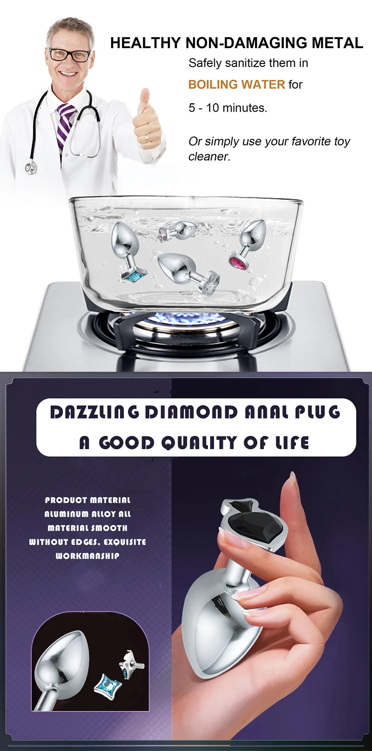 Sexbay logo Labeled Metal Anal Plug Poker Base Spades Hearts Diamonds ...