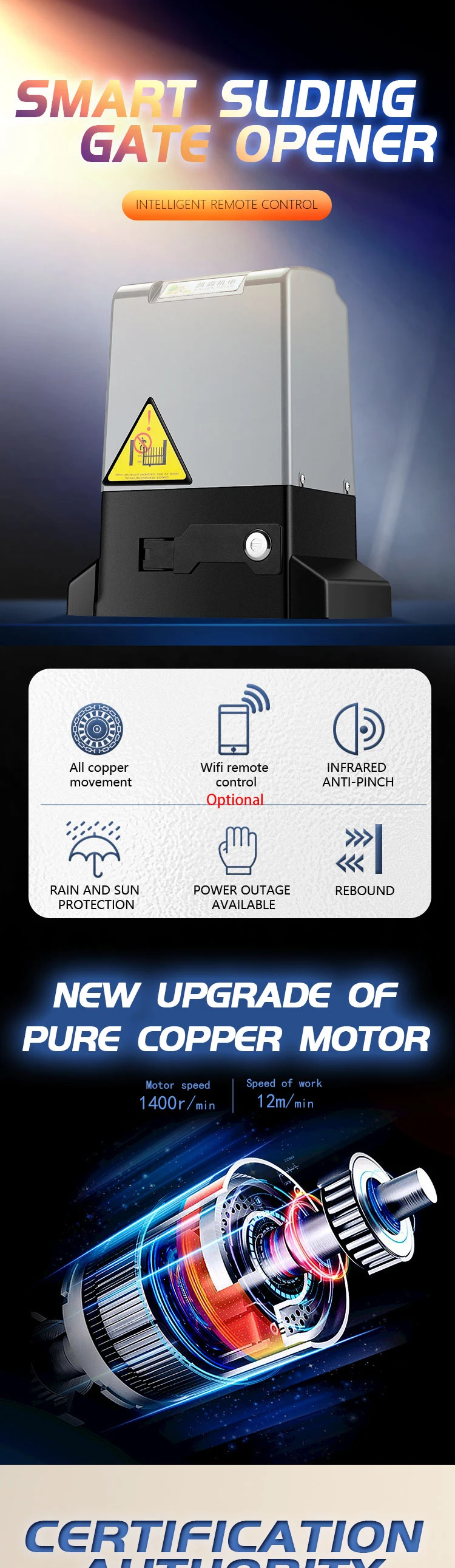 Oredy Electric Gates Motor - Modern Sliding Gate Opener