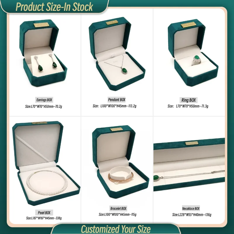 Huayue Luxury Gold Label Jewellery Packaging High-end Green Velvet ...