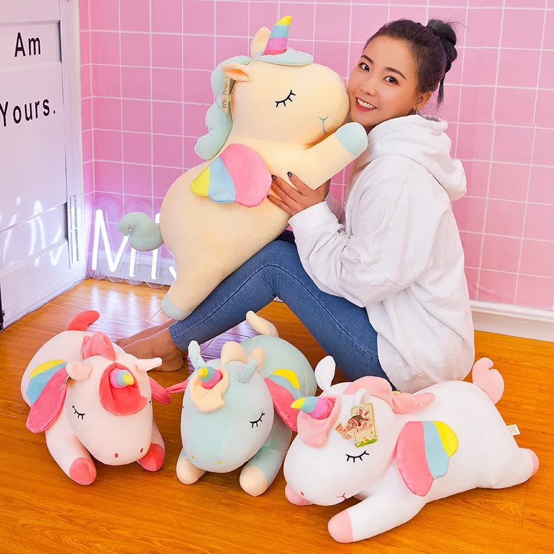 Cute Cartoon Popular Pink Rainbow Unicorn Pillow Doll Super Soft ...