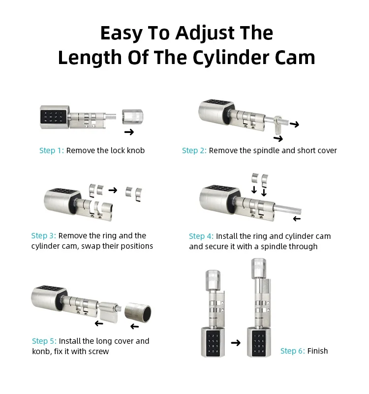 Tediton Newest Design Gold Smart Cylinder Lock Euro Cylinder Lock Tuya ...