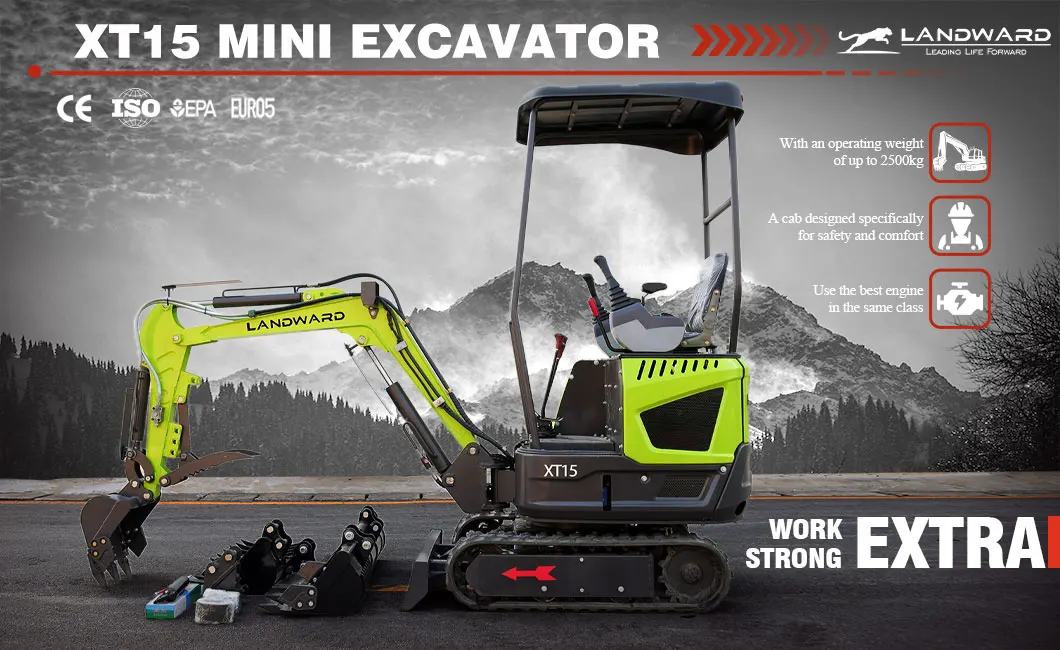 Mini Excavator 1.2 Ton Euro 5 Diesel Engine Small Excavator With Bucket ...