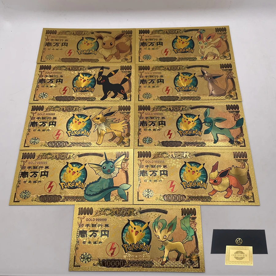 38 Designs Cute Animals Pikachu Ticket Gold Souvenir Banknote Japan ...