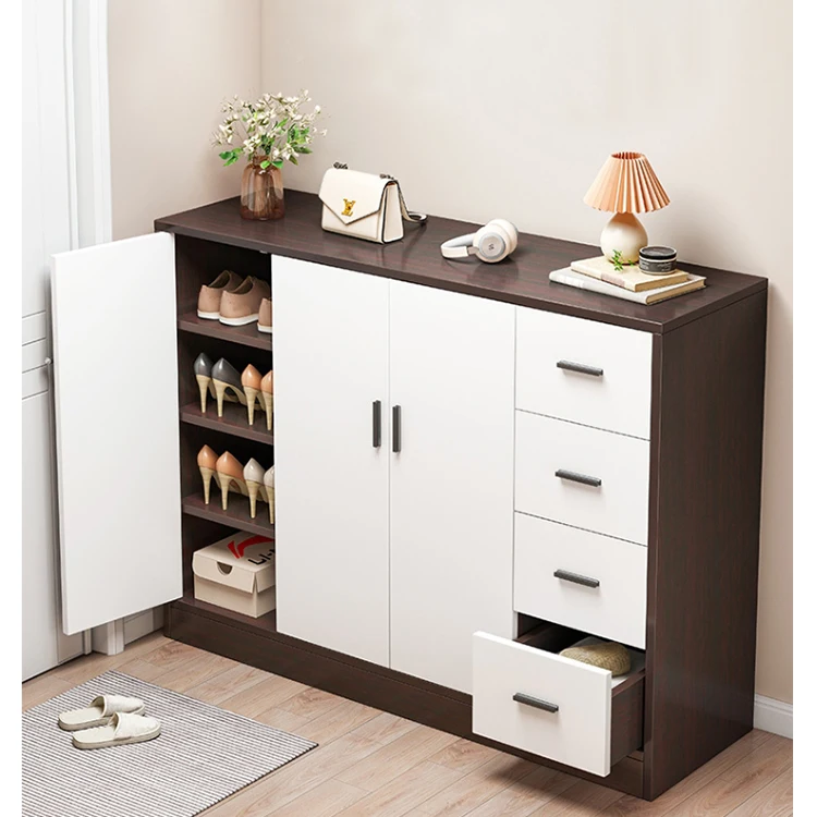 Modern shoe cabinet home entrance multifunctional wood mdf shoe rack ...