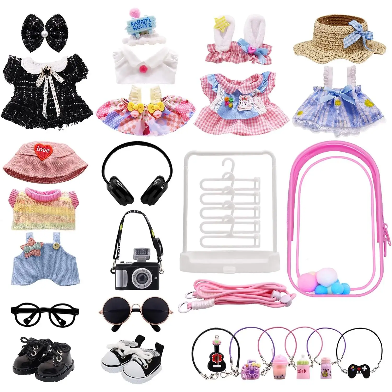 For Labubu 5-Pack Clothes Set with 6 Mini Accessories Display Bag ...