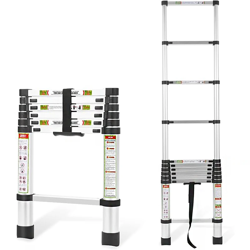 Non-slip Aluminum Telescopic Ladder Feet Portable Extension Ladder ...