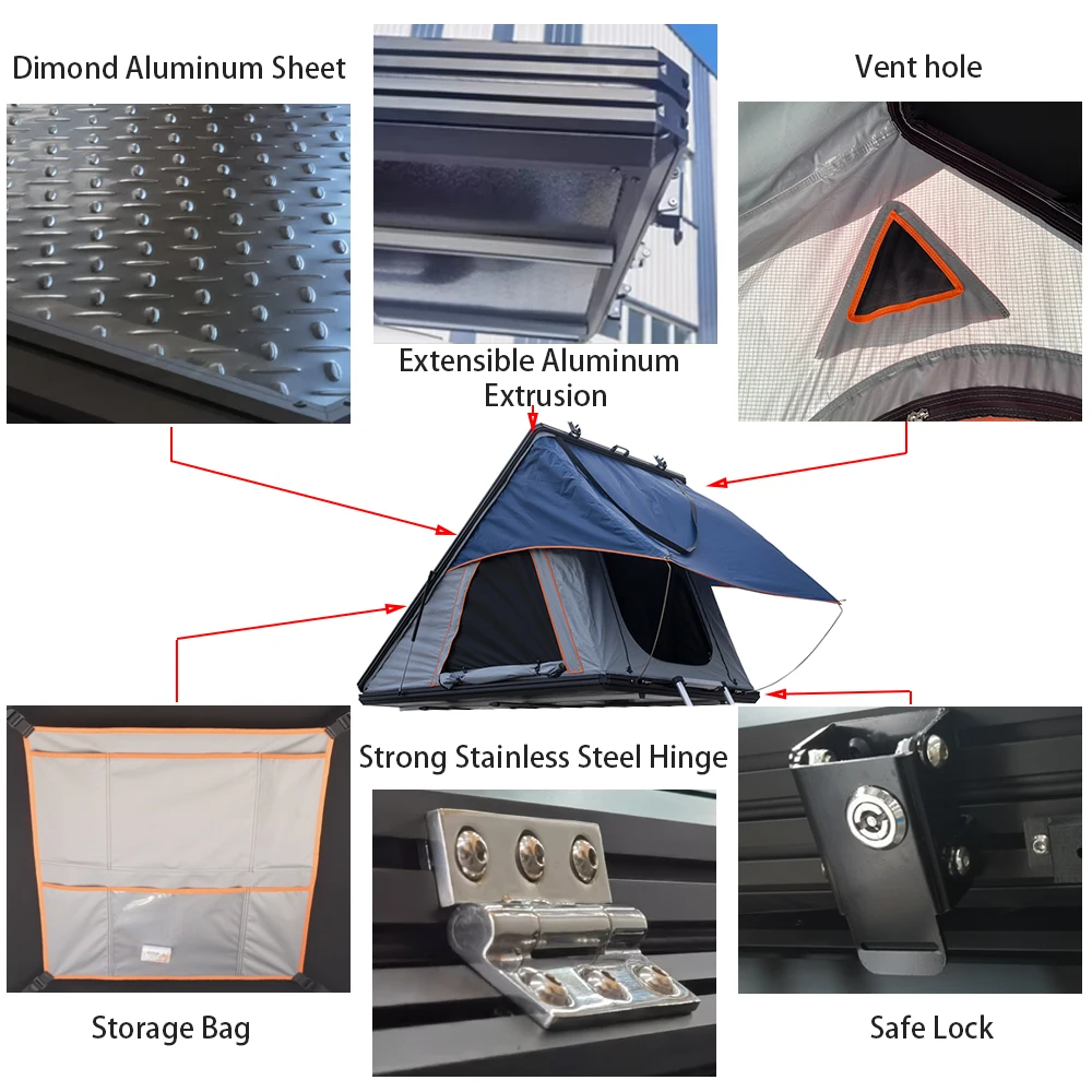 Sunday Campers Hard Aluminum Shell Rooftop Tent - Waterproof Camping Tent