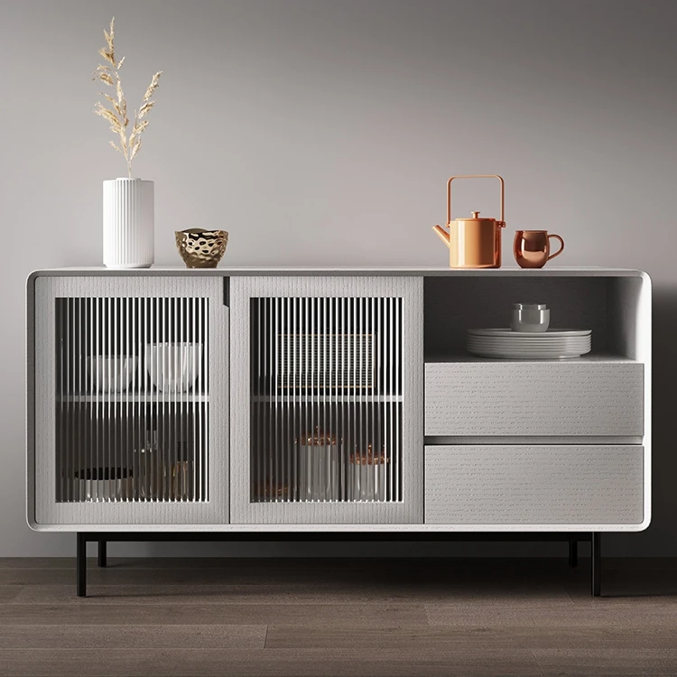 modern white glass sideboard minimalist small apartment living room ...