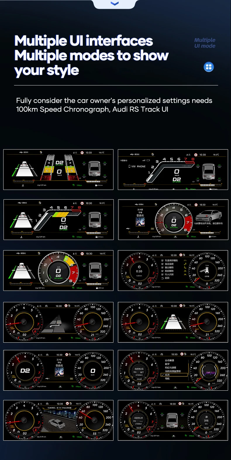 9'' LCD Digital Dashboard Cluster for VW Polo TDI GTI 6R Amarok (2008 ...