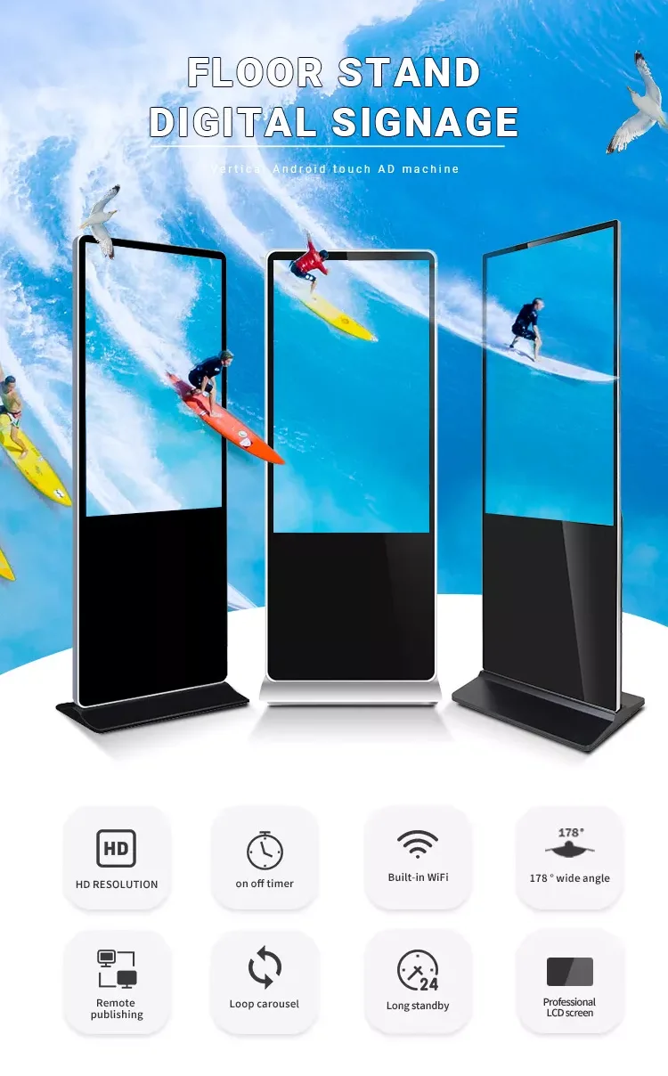 55 Inch Digital Signage Display Portable Easy To Move 4k Screen Floor ...