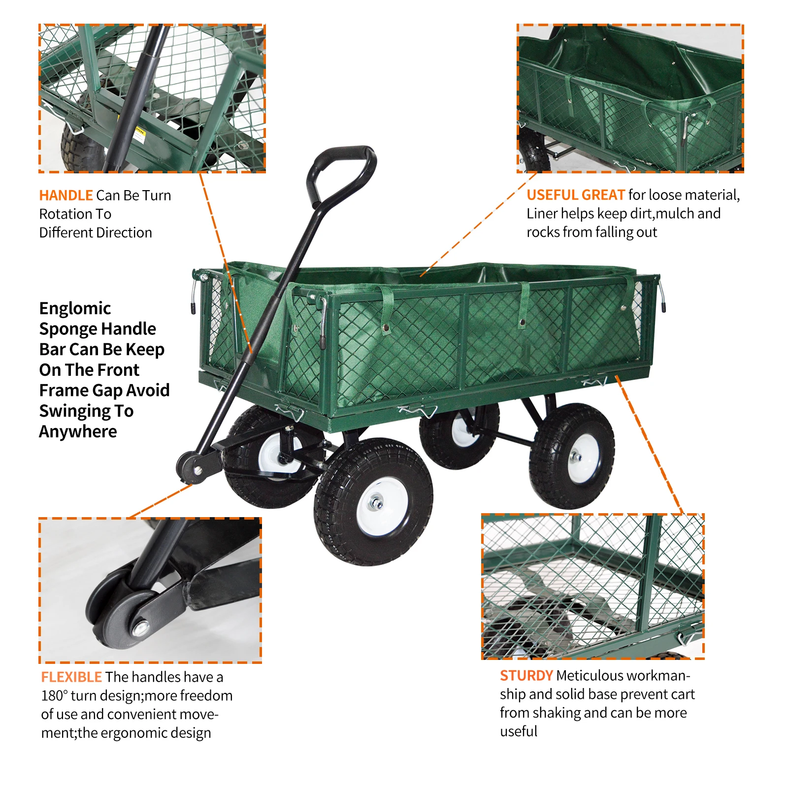 Garden Farm Work Cart Hand Hydraulic Trolley - Heavy Duty